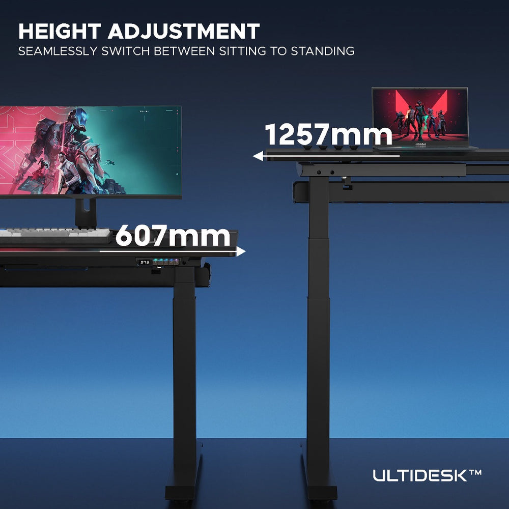 ULTIDESK™ Xtreme Standing Desk | Integrated RGB Lightstrip | Ultra Fra ...