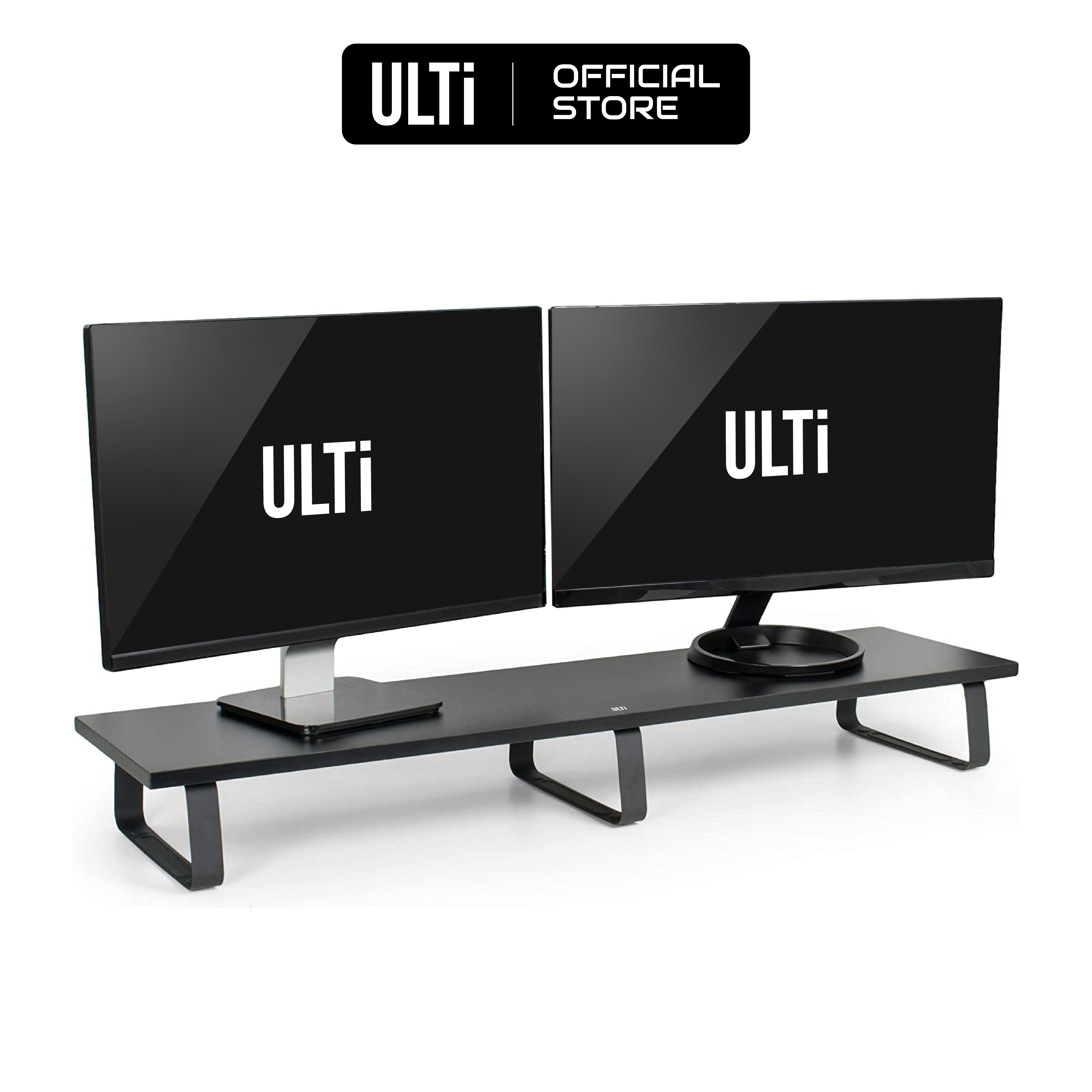 ULTi Extra Long Monitor Riser Stand, Wood & Steel Desktop, Ergonomic D ...