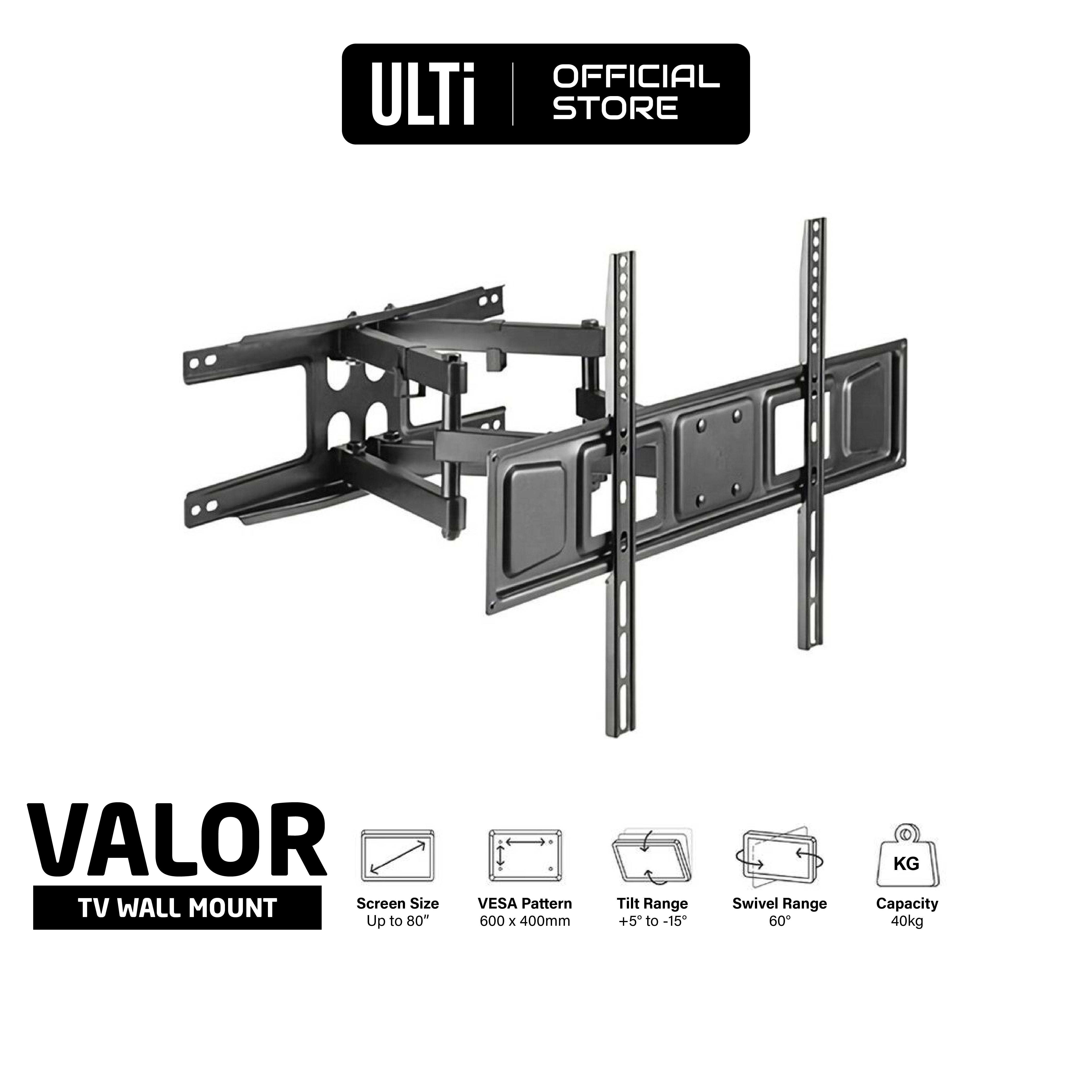 ULTi Valor TV Wall Mount for 37" - 80" TV Screen, Ultra Strong Articul ...