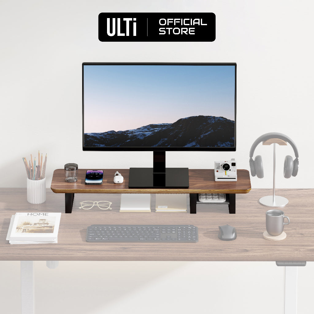 ULTi Walnut Desk Shelf System - Premium Plywood with Wool Felt Materia ...